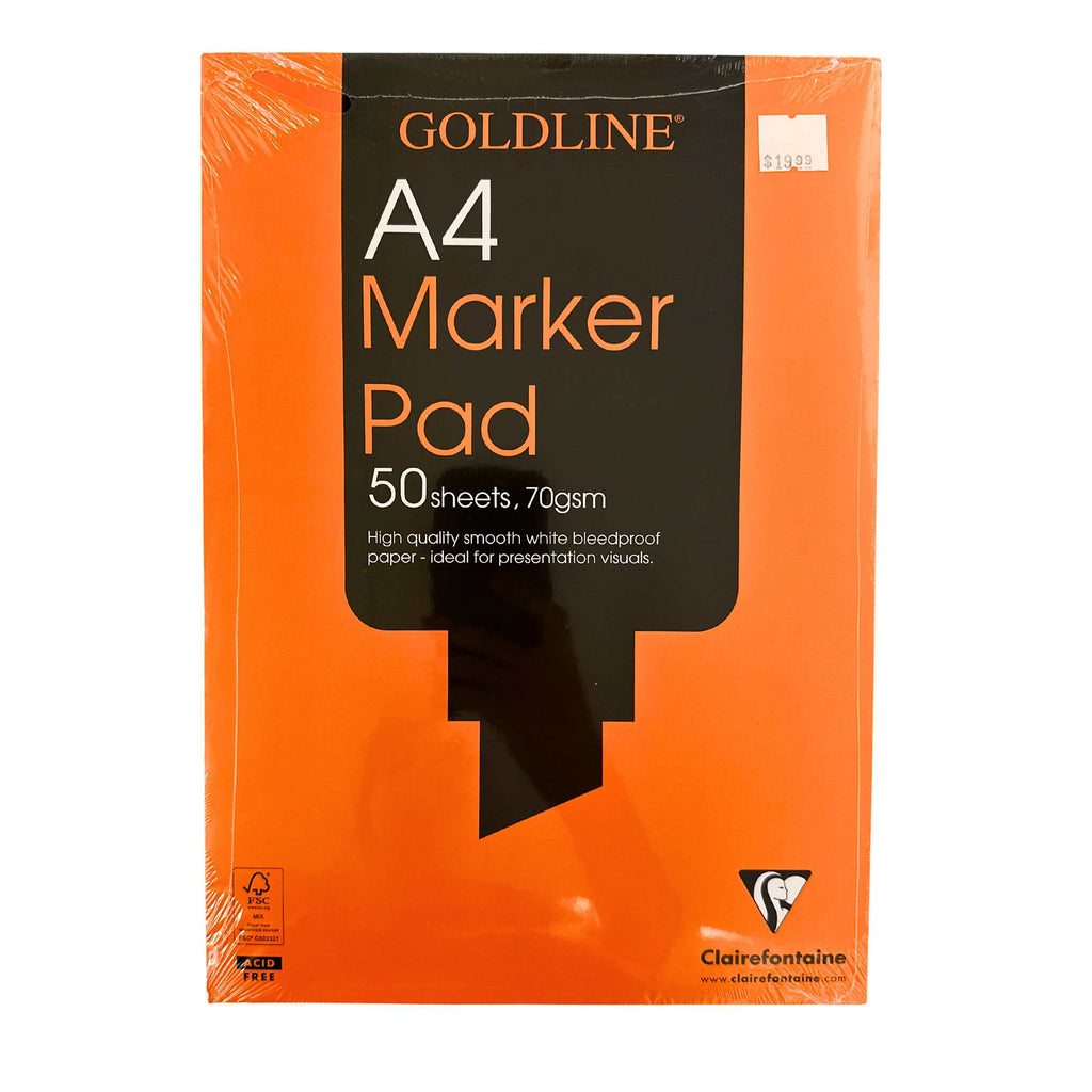 A4 Goldline Marker Pad, 70 GSM, Bleedproof, 50 Sheets - White – LoveFunArt